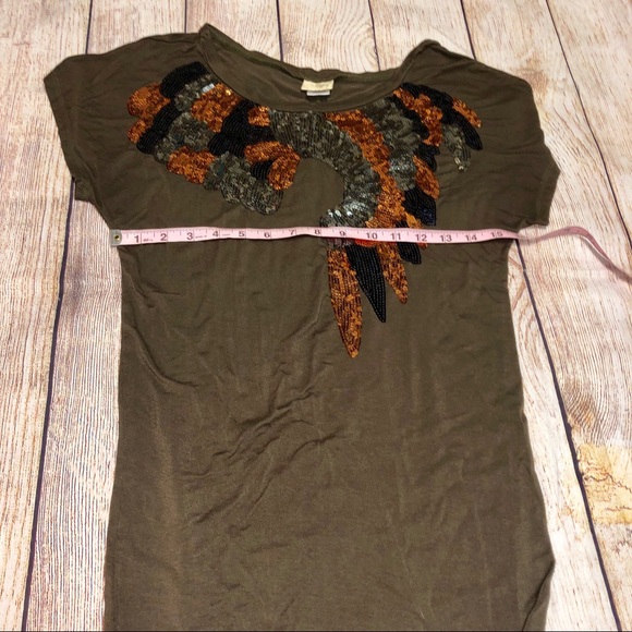 Daytrip | Tops | Daytrip Buckle Tunic Top Army Green Sequin | Poshmark